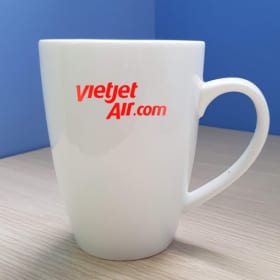 LST 21 - Ly Sứ in logo - Ly sứ bầu cao in logo làm Quà tặng Quảng cáo