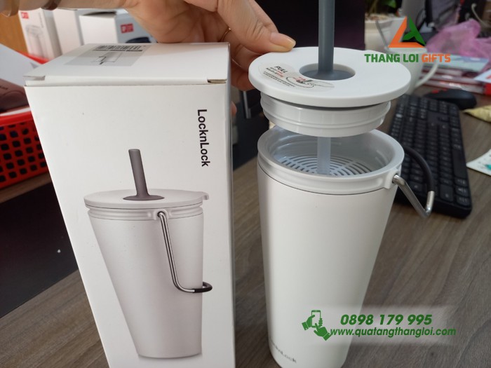 LGN 09- Ly Giữ Nhiệt Lock LHC4268 Quai Xách Kèm Ống Hút In Khắc Logo ...