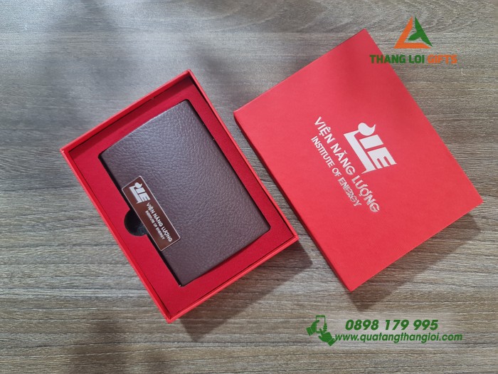 Hộp Namecard Da Phối Kim Loại+ Hộp Âm Dương in khắc logo VIỆN NĂNG ...