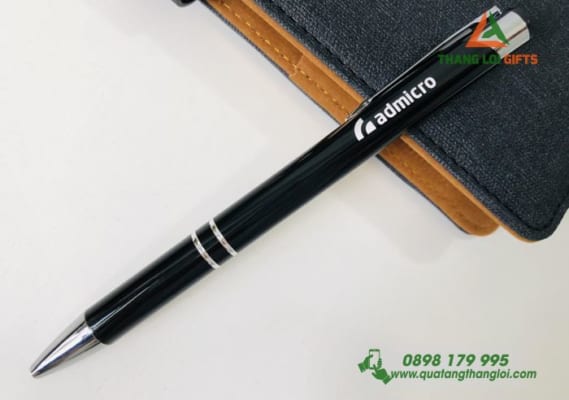 Quà Tặng Bút Bi Kim Loại Màu Đen - Khắc Logo Doanh Nghiệp ADMICRO